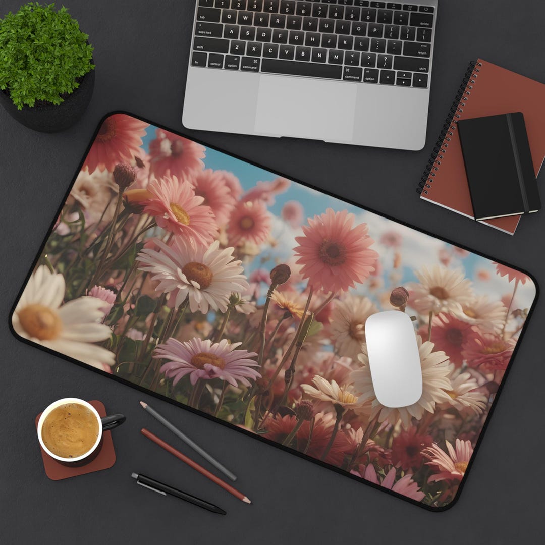 Blooming Daisy Desk Mat/floral Mouse Pad/flower Mouse Pad/anti-slip ...