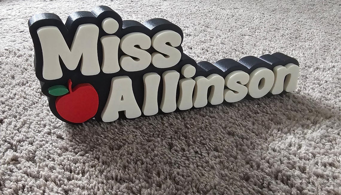 Personalized 3D Printed Name Plate - Custom Desk or Bookcase Sign for ...