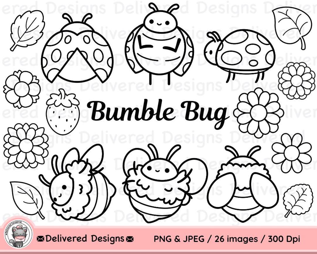 Bumble Bee and Ladybug Digital Stamps: Ladybug, Bumble Bee, Flowers ...