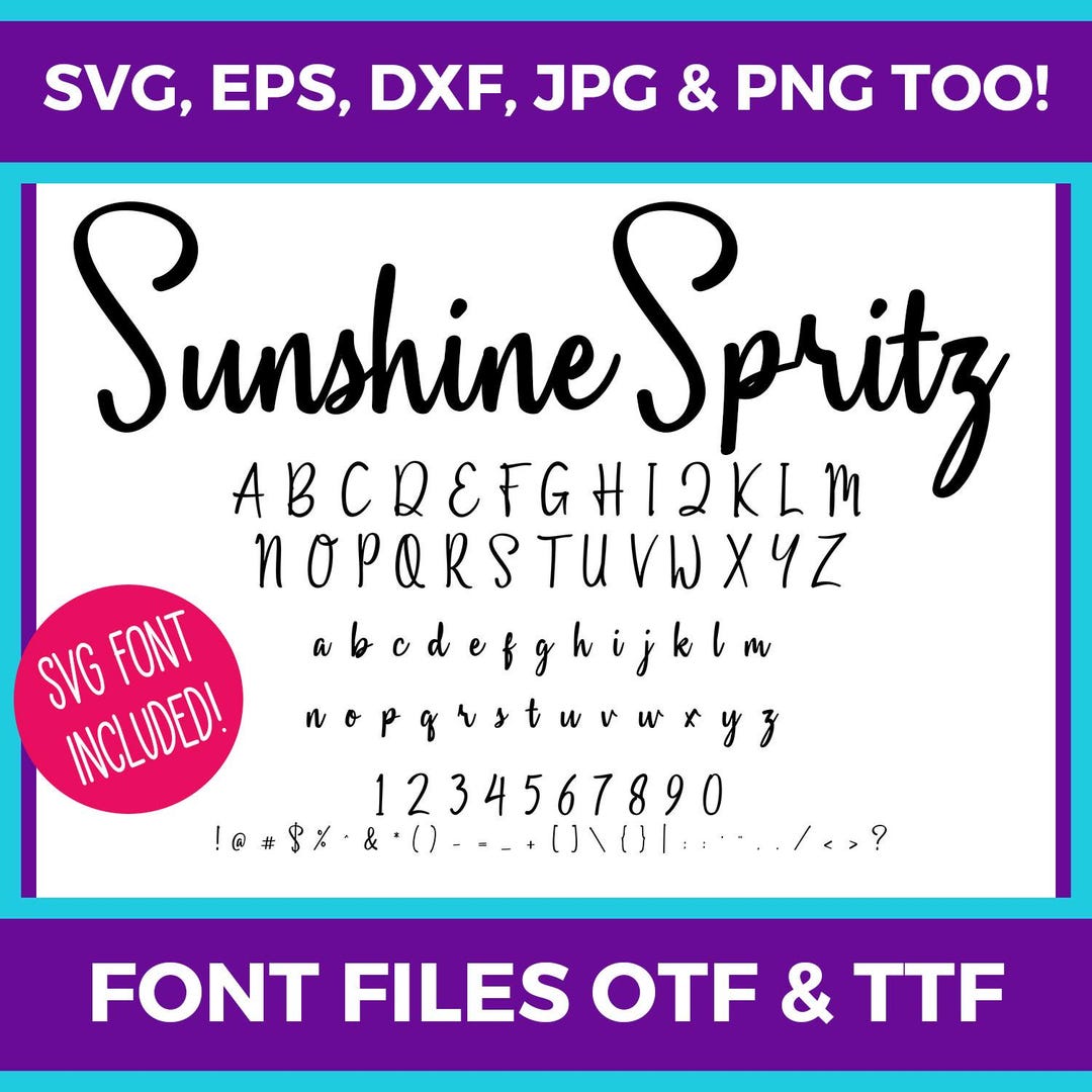 Sunshine Spritz Font OTF and TTF Files Script Font - Canva & Cricut ...