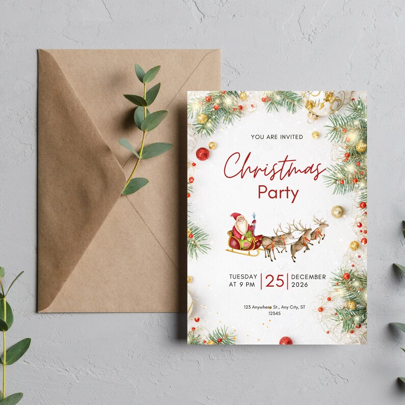 Editable Christmas Invites, Invitations, Editable on Canva, Christmas ...