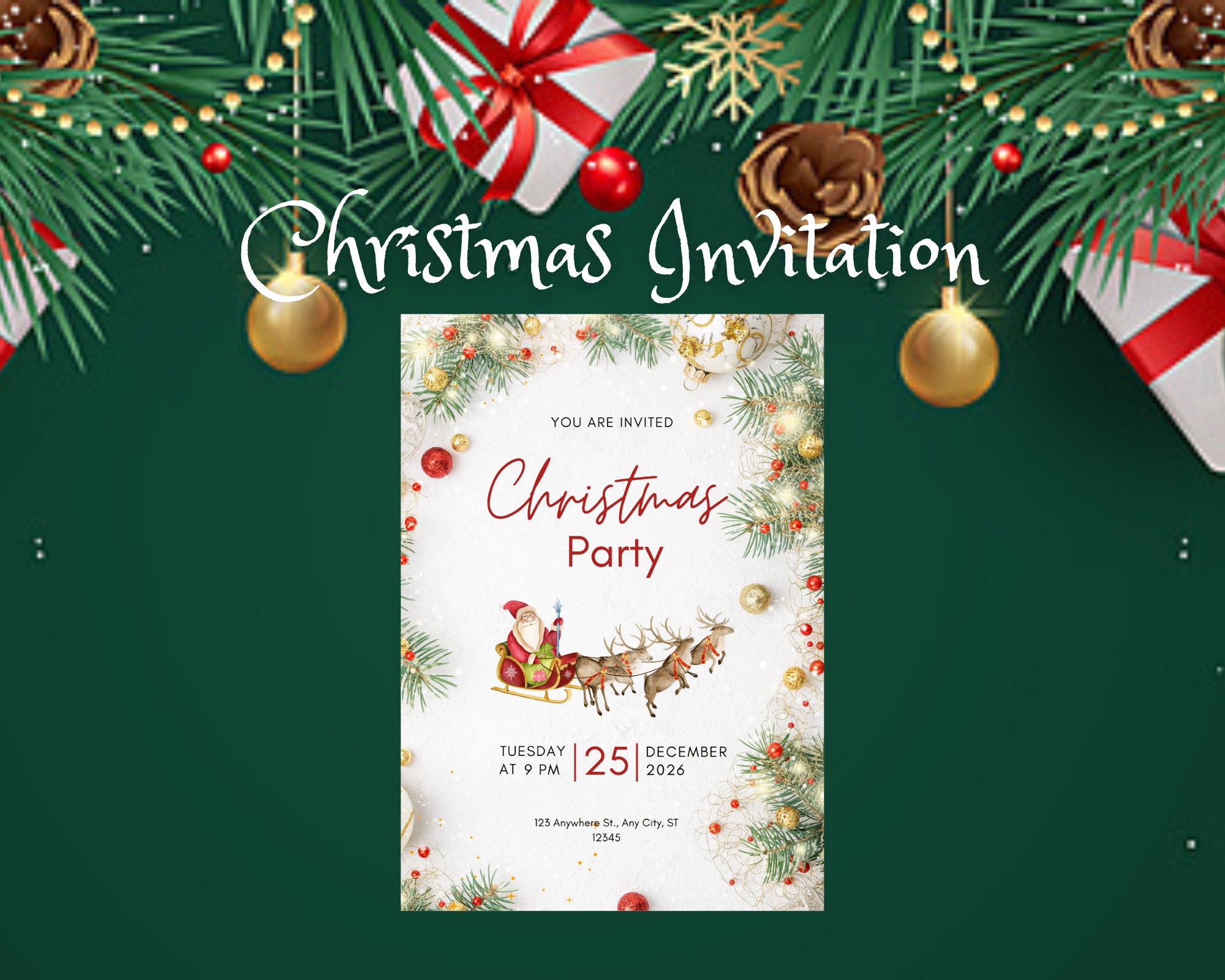 Editable Christmas Invites, Invitations, Editable on Canva, Christmas ...