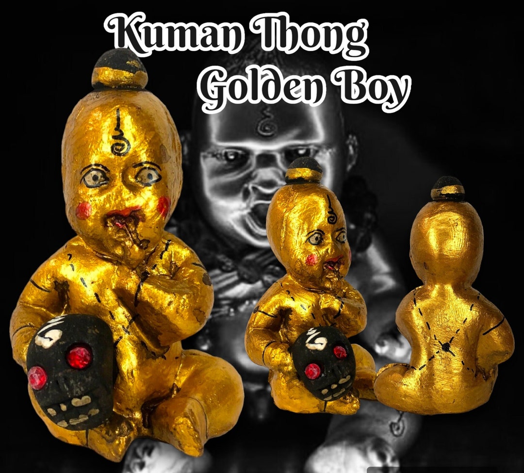 Beautiful 1 Pcs Kuman Thong Golden Boy Statue Ghost Spirit Carry Skull ...