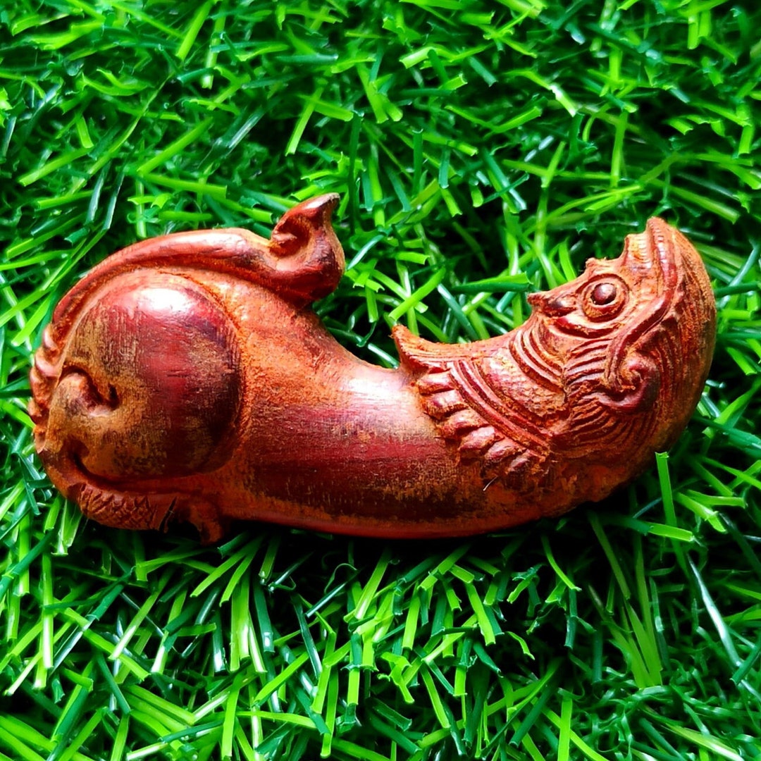 Carved Wood Palad Khik Amulet: Lp Pina Wat Sanom Lao - Etsy