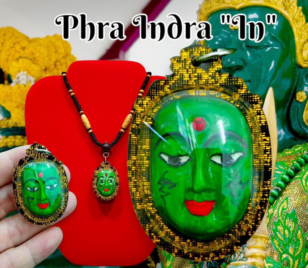 Phra Indra God Amulet Pendant: Green Face Thai Buddha Necklace - Etsy