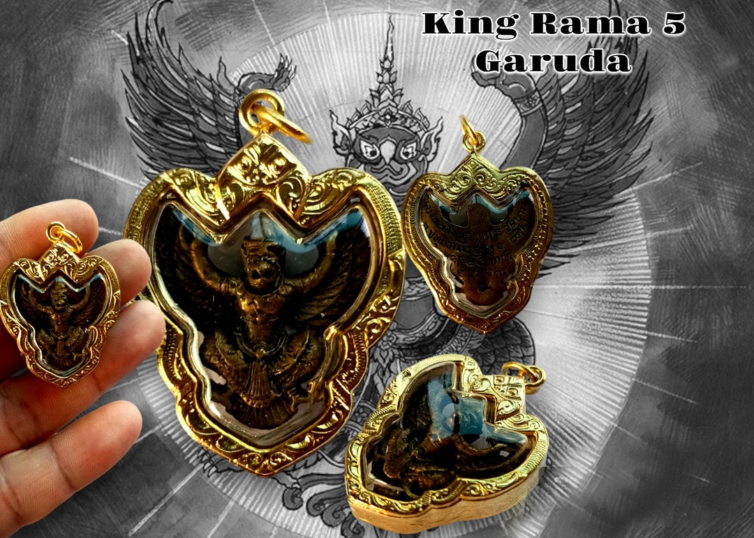 Phaya Krut Garuda Thai Amulet Pendant: LP Seng Gold Case, Powerful ...