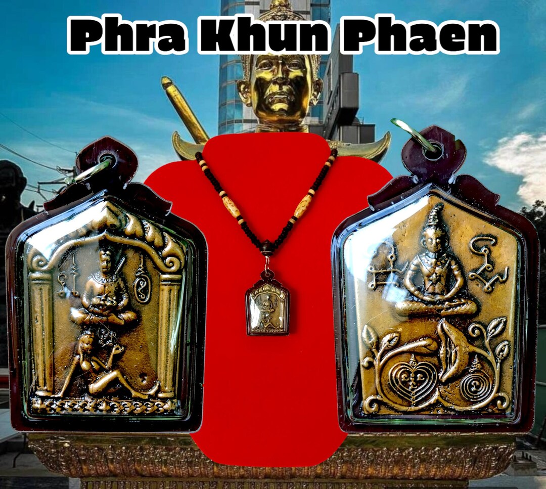 Beautiful Phra Khun Phaen Kruba Kritsana Behind Phra Ngang Amulet Pendant Miracle Blessing ...