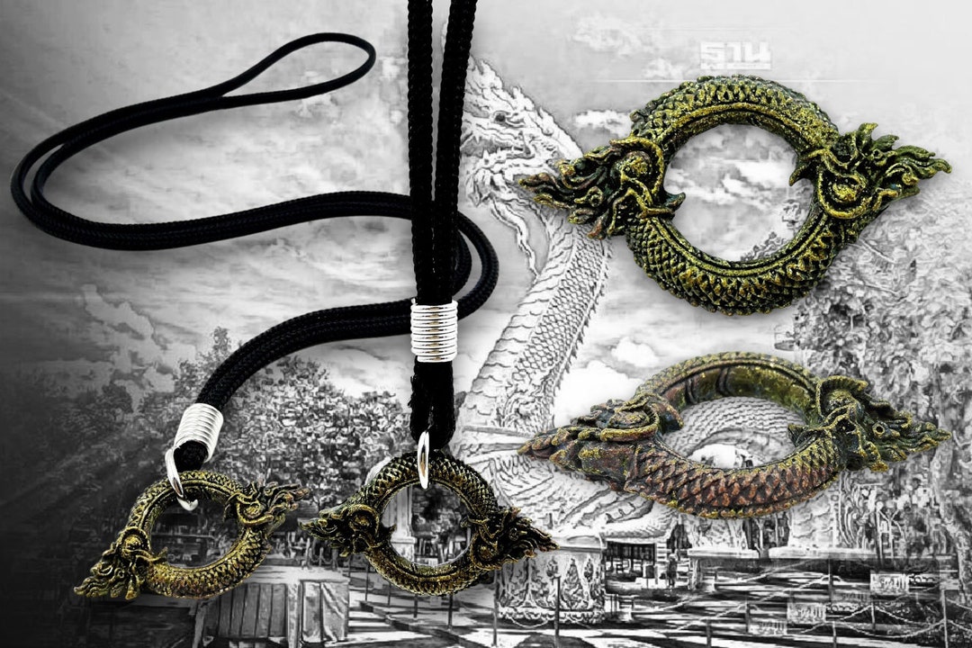 Naga Snake Brass Pendant: Thai Amulet Necklace, Life Protection - Etsy