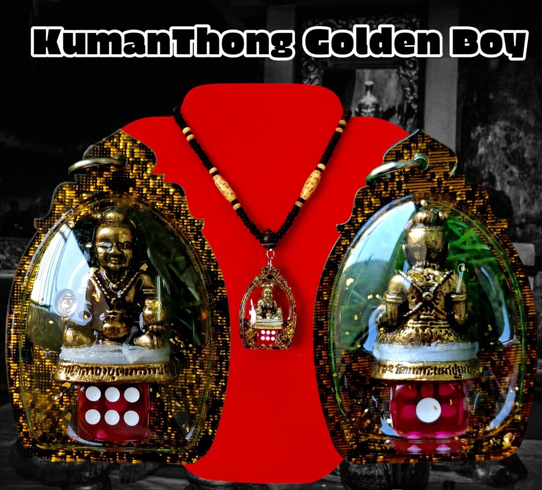Kuman Thong Thai Amulet: Golden Boy Luck Charm With Coconut Necklace - Etsy