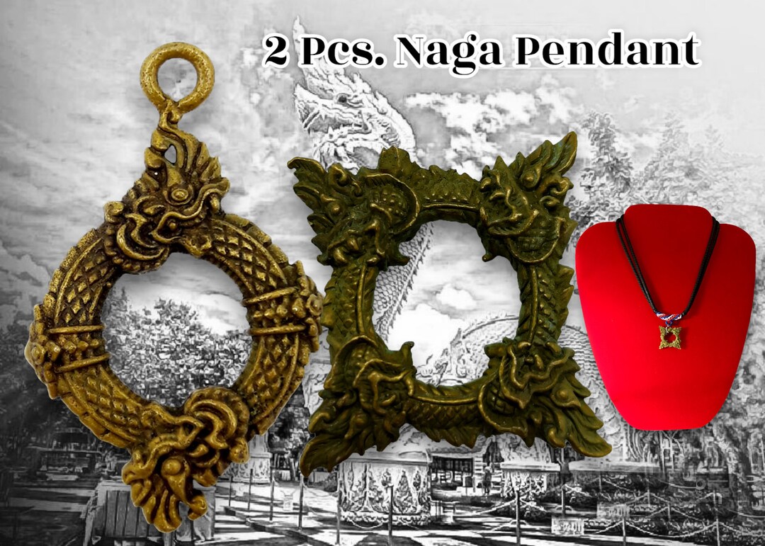 2 Piece Duo Phaya Nak Naga Big Snake Brass Pendant Thai Amulet Life ...