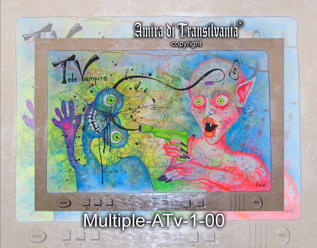 Dark Humor, Macabre Art Contemporary Painting, Vampire TV Horror Movie ...