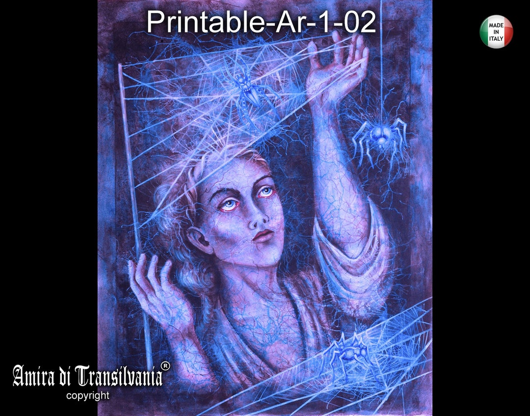 Arachne Spider Web Art Print: Greek Mythology Portrait (digital ...