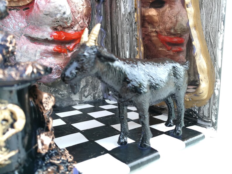 Magic Kingdom, Assemblage Art Black Goat Groot, Steampunk, Globe Fair ...