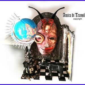 Magic Kingdom, Assemblage Art Black Goat Groot, Steampunk, Globe Fair ...