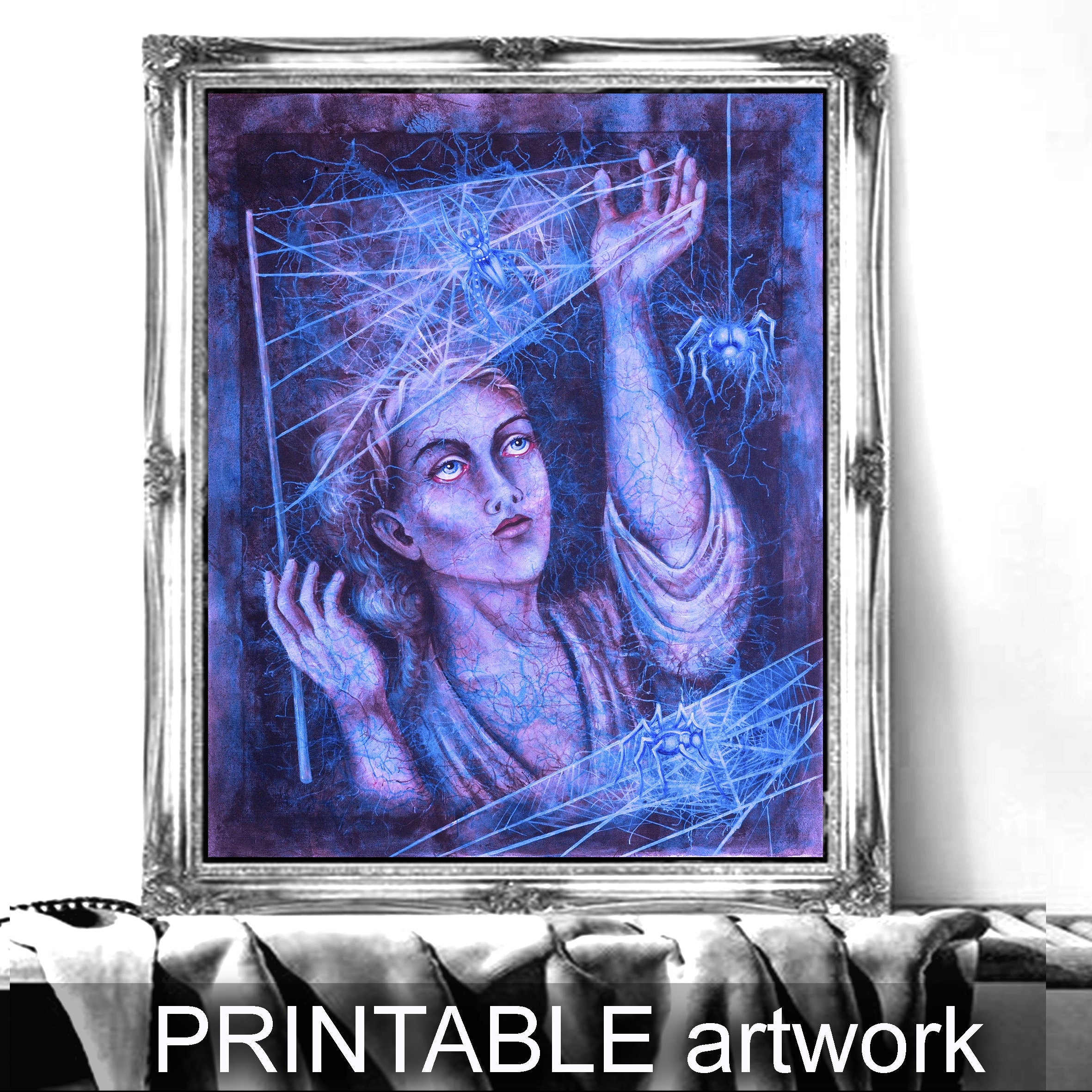 Arachne Spider Web Art Print: Greek Mythology Portrait (digital ...