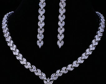 Bridal Necklace Set Silver Wedding Jewelry for Bride Silver Bridal ...