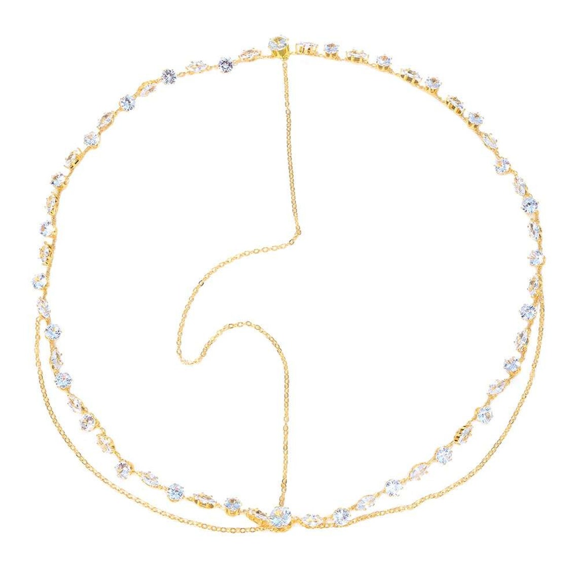 Boho Bridal Head Chain, CZ Leaf Forehead Headband Chain, Hair Jewelry ...