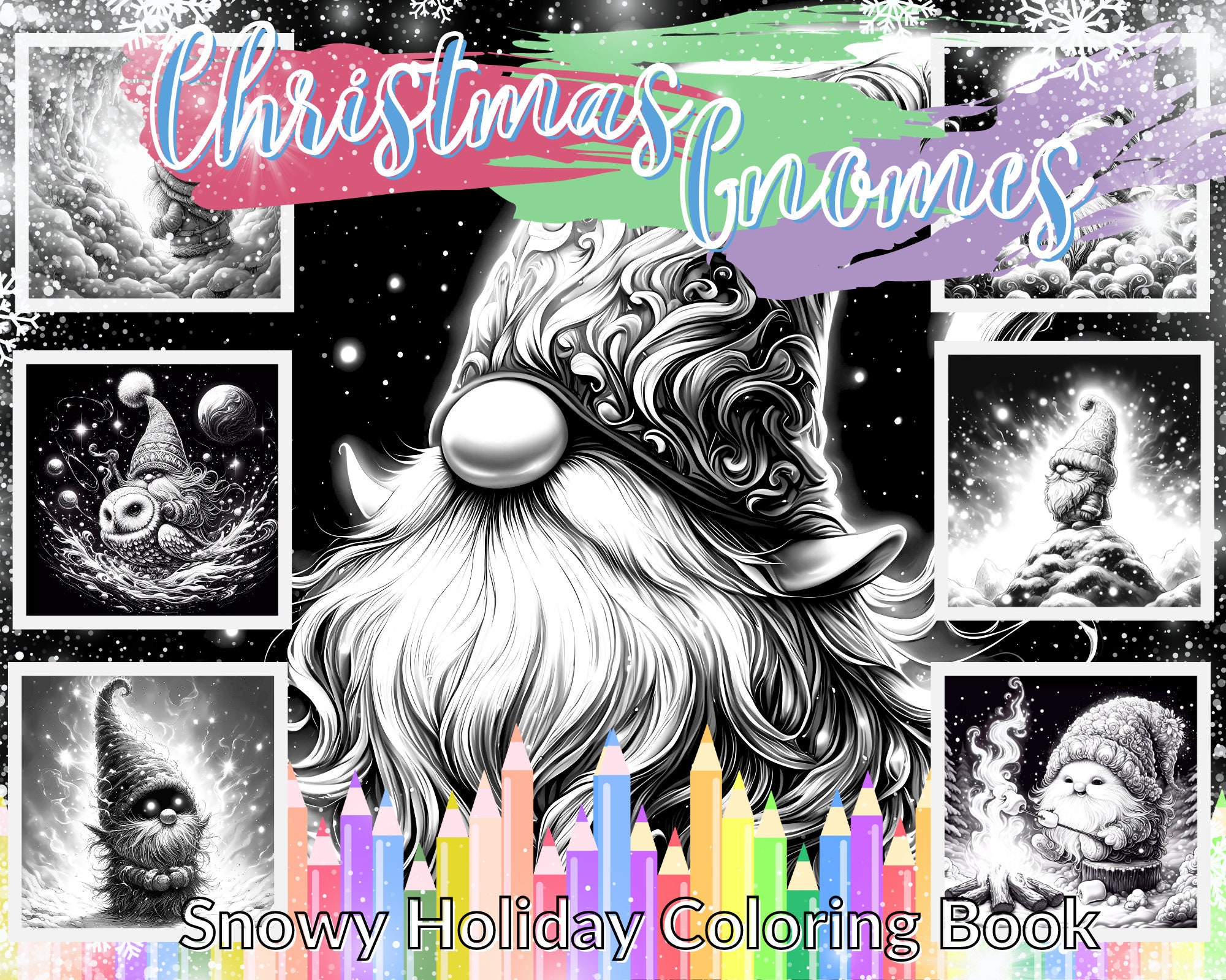 Christmas Gnomes: Snowy Holiday Coloring Book With 44 Cute Gnomes on a ...