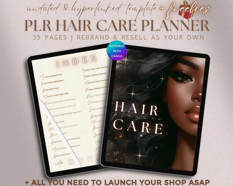PLR Hair Care Planner Digital, Editable Haircare Journal Commercial Use ...