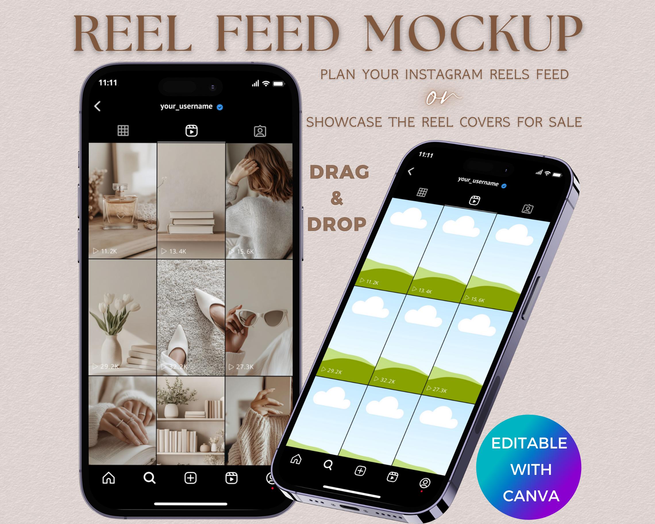 Instagram Reel Feed Mockup Template Editable Reel Cover Mock-up Social ...