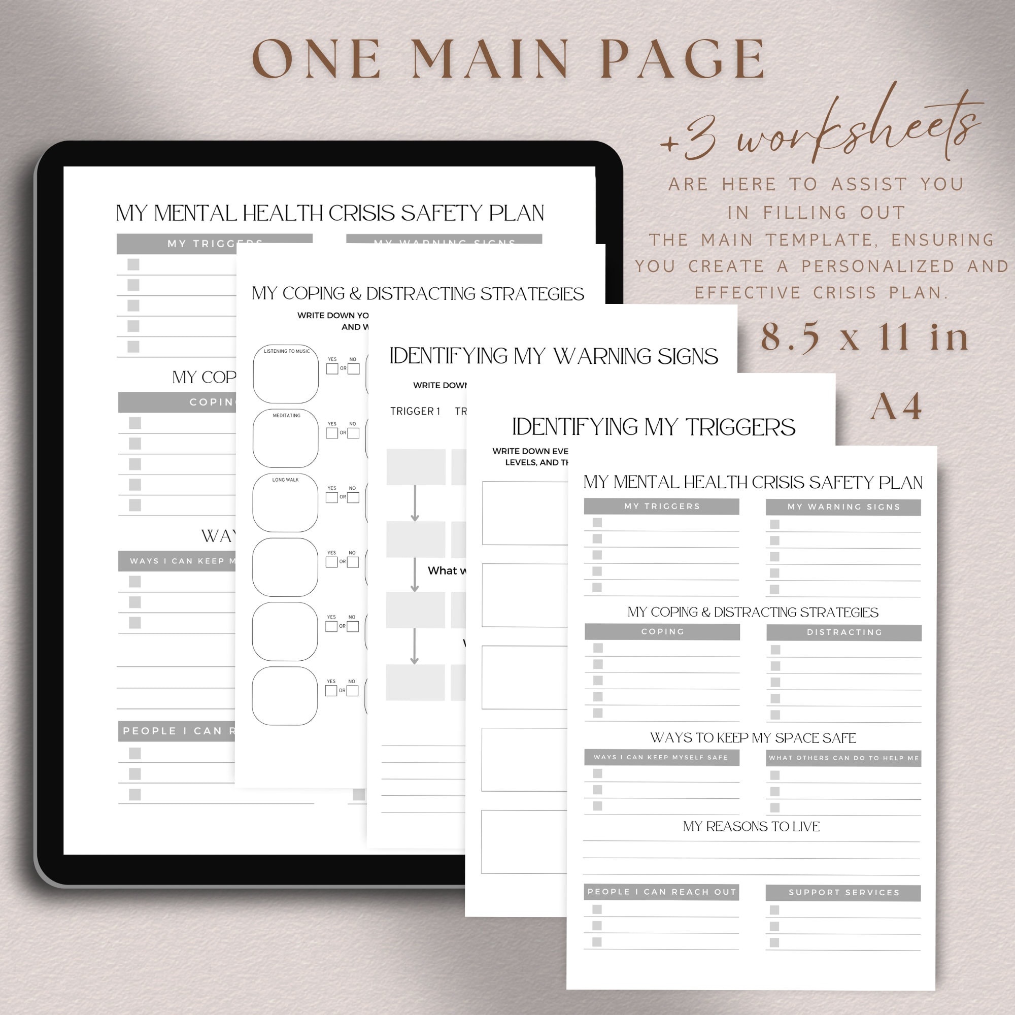 Mental Health Crisis Plan Template, Printable Safety Crisis Plan ...