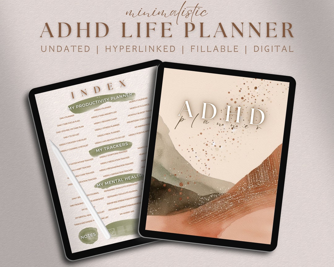 ADHD Digital Planner Adult, Digital ADHD Planner Undated, Hyperlinked ...