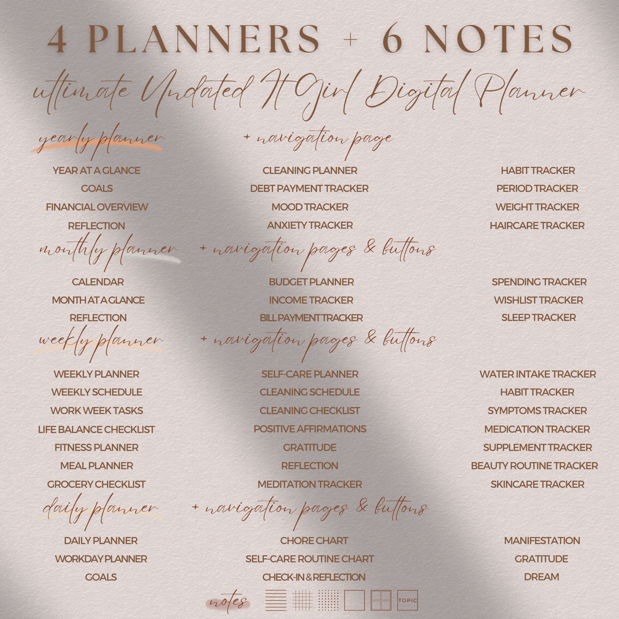 PLR It Girl Digital Planner Template Editable Clean Girl Aesthetic DFY ...