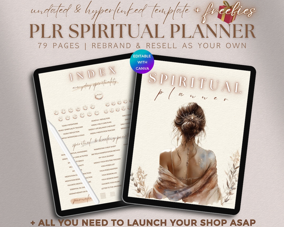 PLR Spirituality Planner Digital, Editable Spiritual Practice Tracker ...