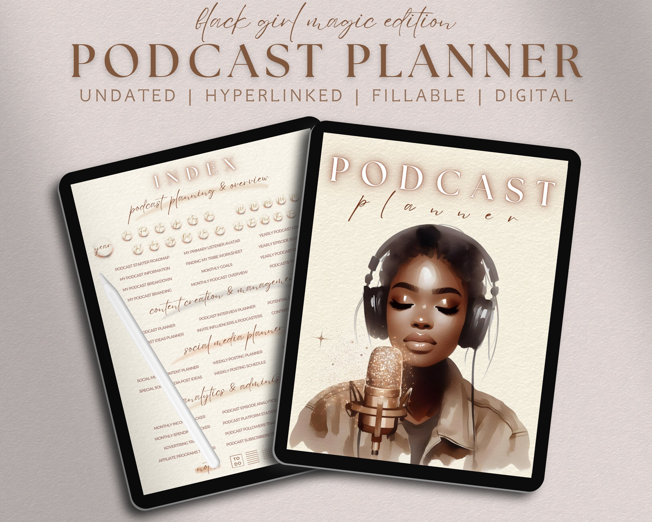 Podcast Planner Digital Podcasting Journal, Pod Cast Content Planning ...