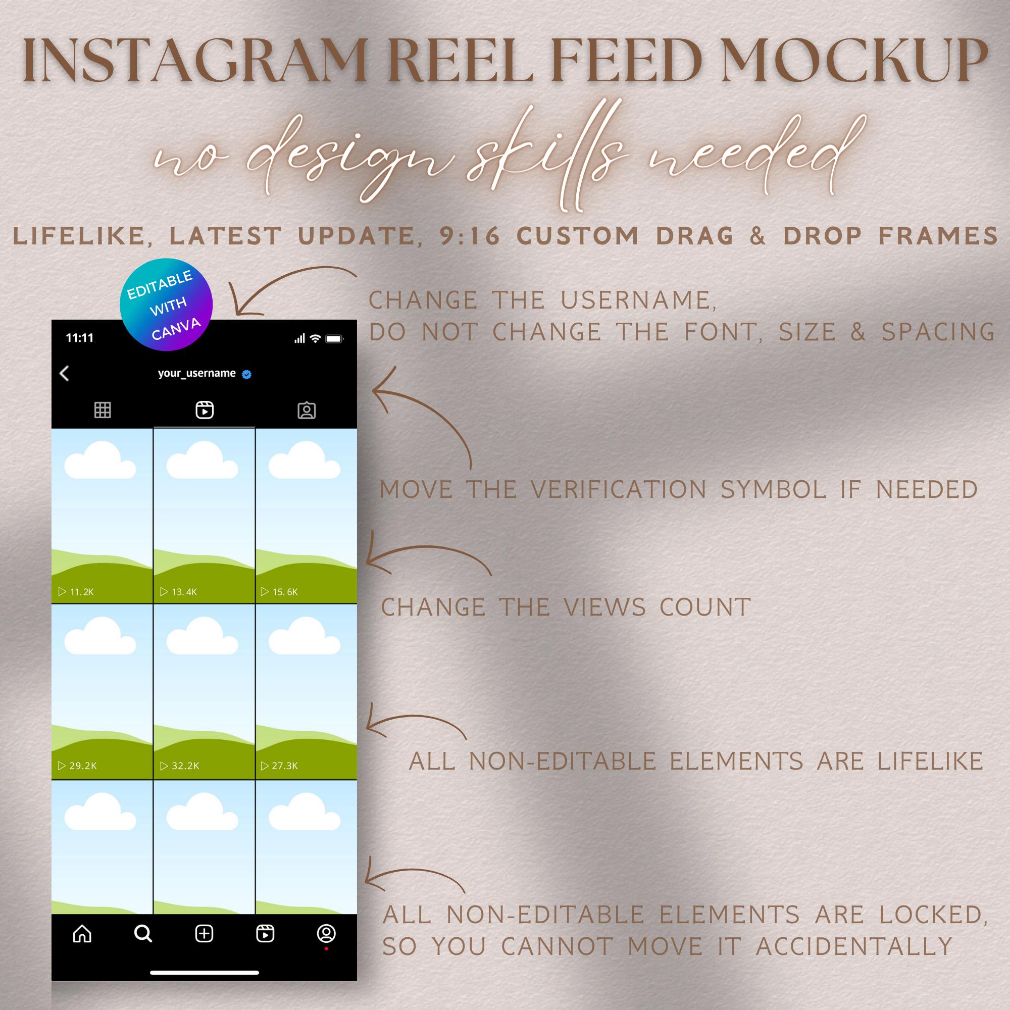 Instagram Reel Feed Mockup Template Editable Reel Cover Mock-up Social ...