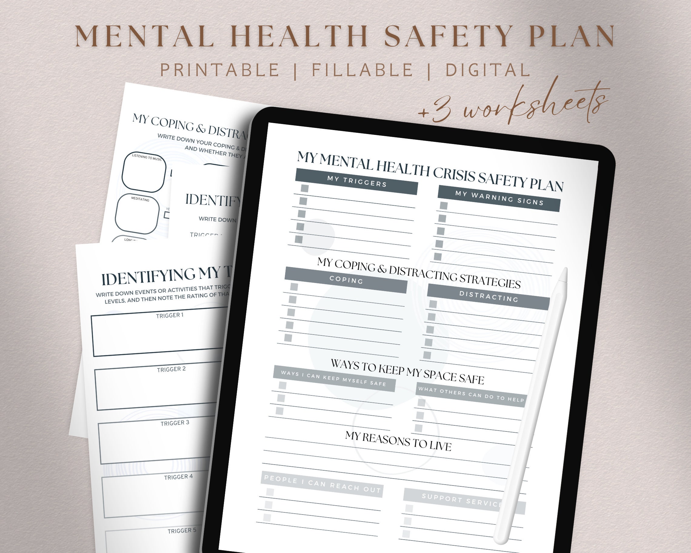 Mental Health Crisis Plan Template, Printable Safety Crisis Plan ...