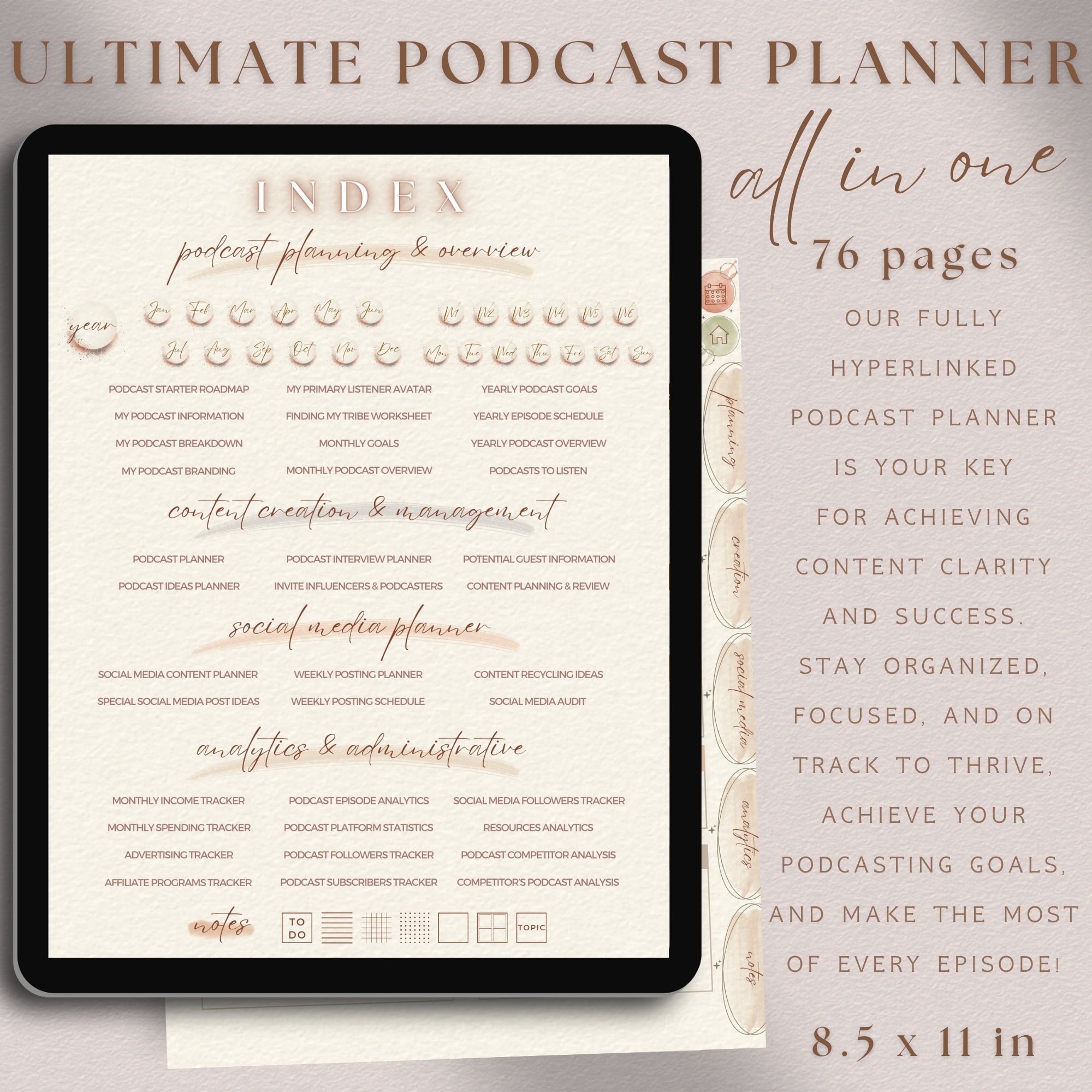PLR Podcast Planner Digital, Editable Pod Cast Content Planner ...