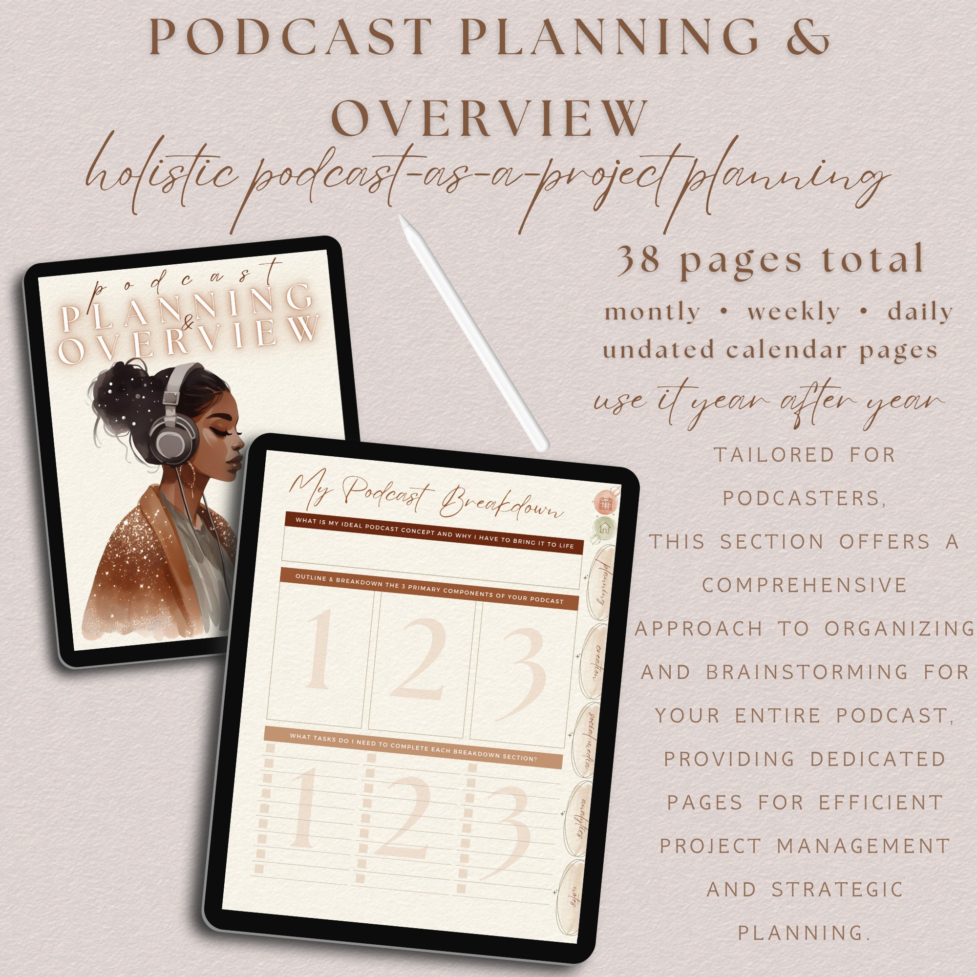 Podcast Planner Digital Podcasting Journal, Pod Cast Content Planning ...