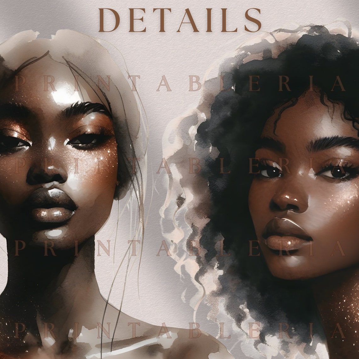 Black Girl Faces Clipart Watercolor, Beautiful Afro Women Clip Art ...