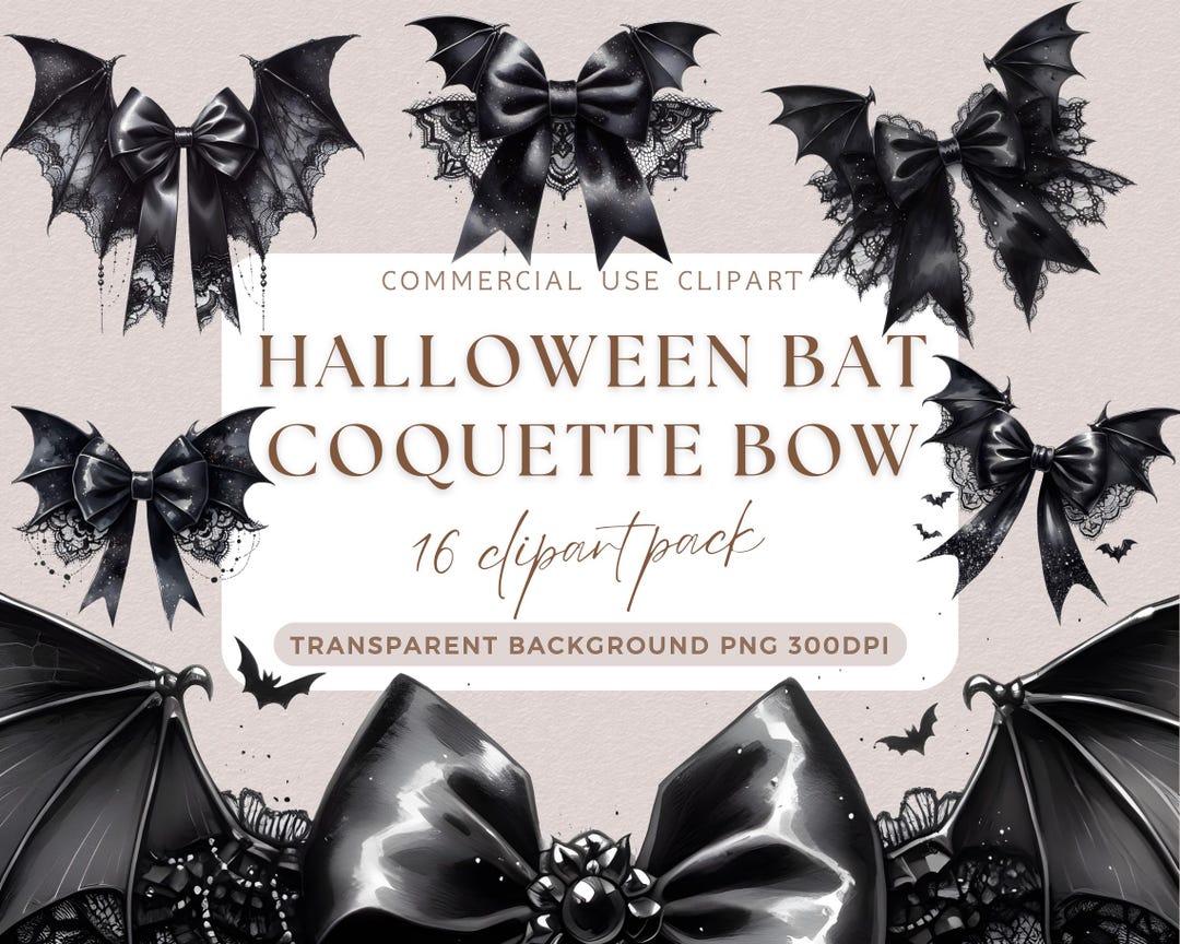 Halloween Bat Gothic Coquette Bow PNG Clipart Watercolor, Retro ...