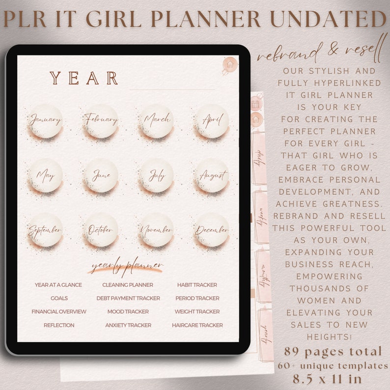 PLR It Girl Digital Planner Template Editable Clean Girl Aesthetic DFY ...