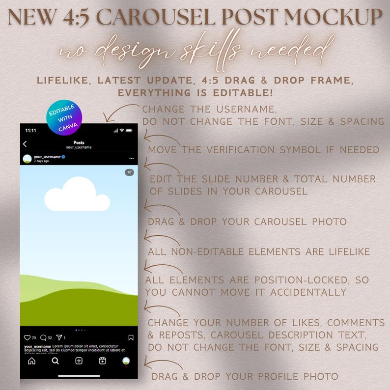 Instagram Carousel Post Mockup Template Editable Carousel Mock-up ...