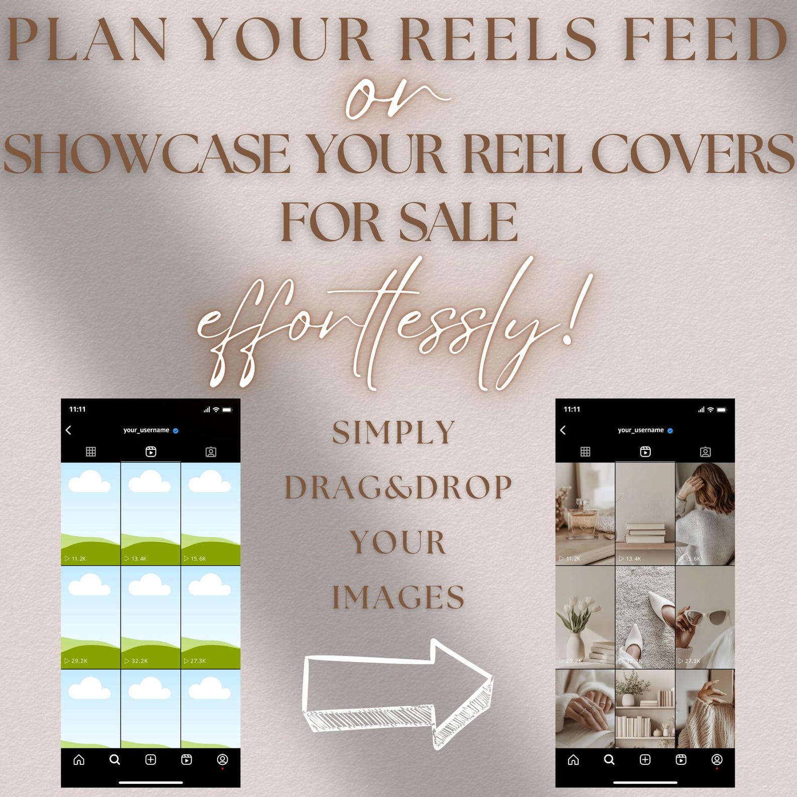 Instagram Reel Feed Mockup Template Editable Reel Cover Mock-up Social ...