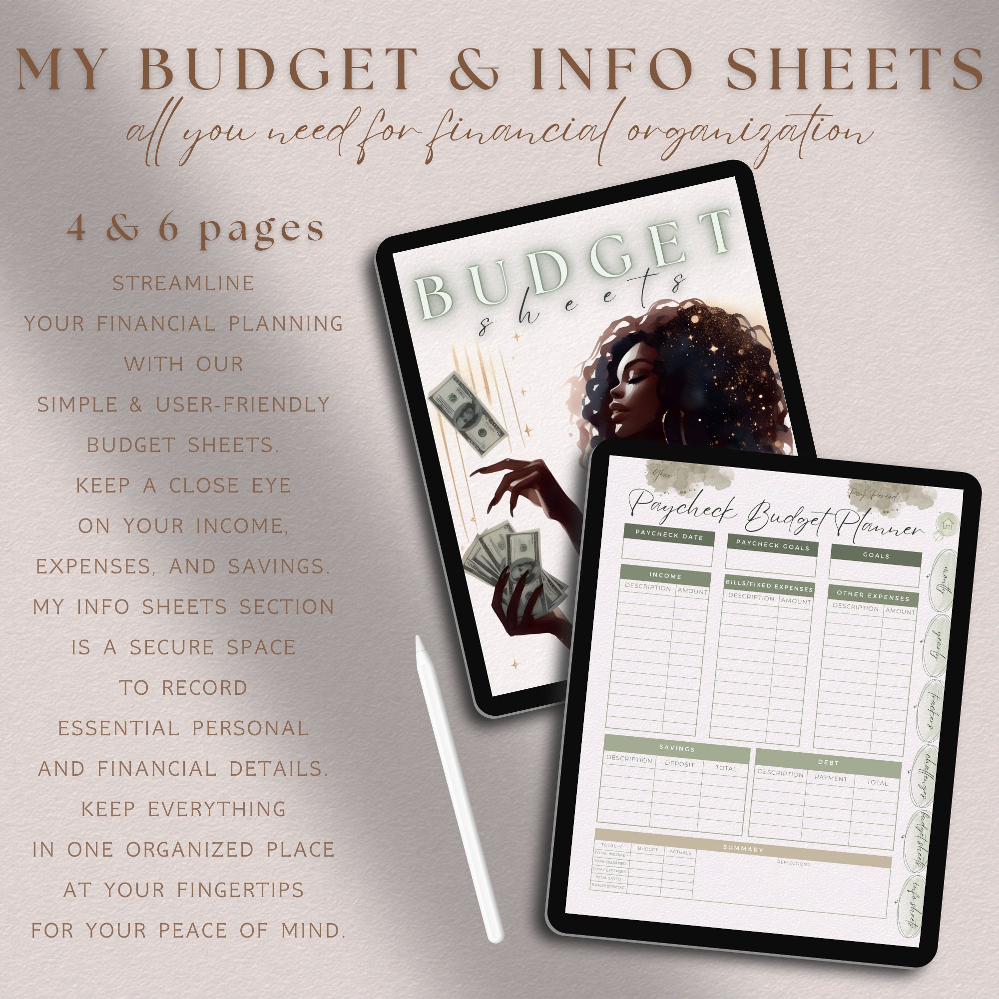 Budget Planner Digital, Black Girl Budgeting Journal, Undated Digital ...