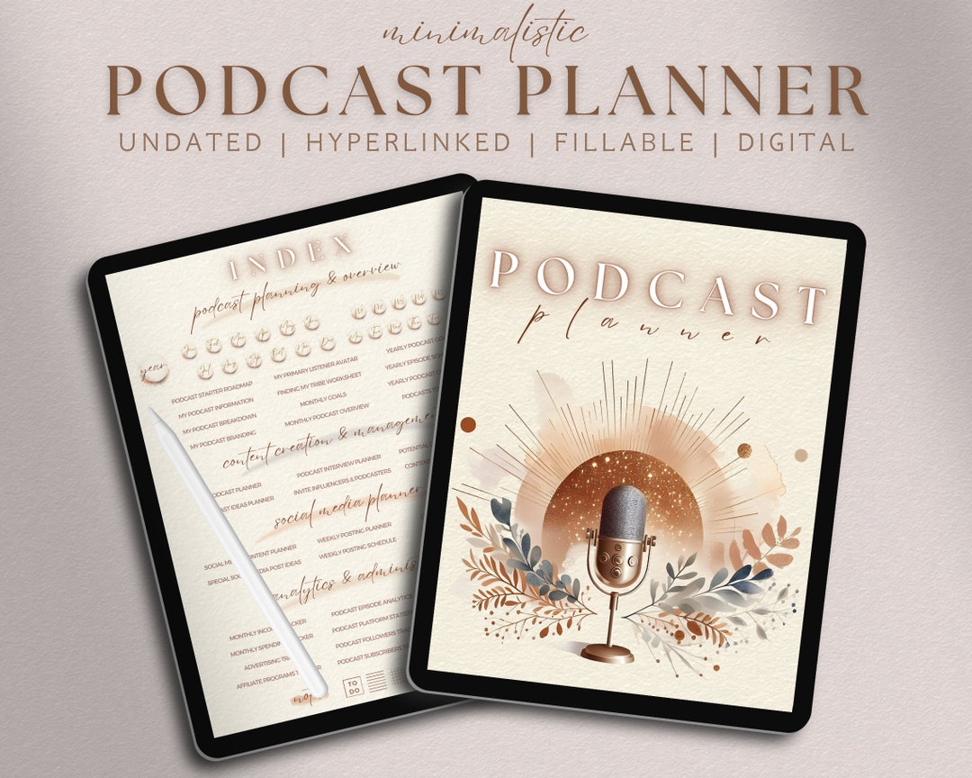 Podcast Planner Digital Podcaster Journal, Pod Cast Content Social ...