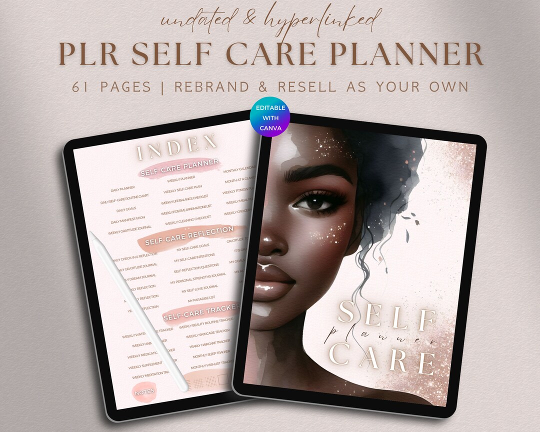 PLR Self Care Planner Editable Self-care Digital Planner Commercial Use ...