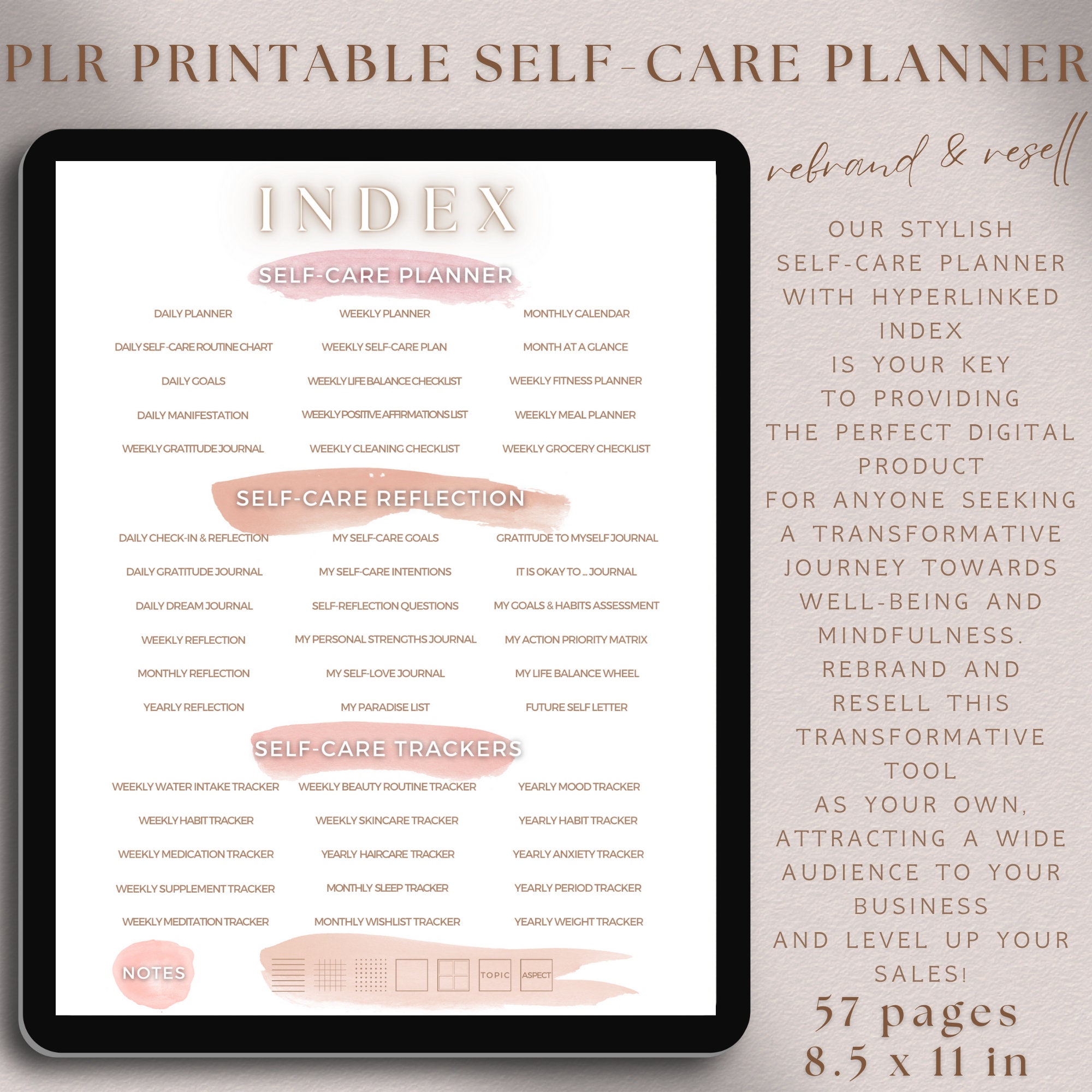 PLR Self-care Planner Printable Editable Journal Commercial Use, Done ...