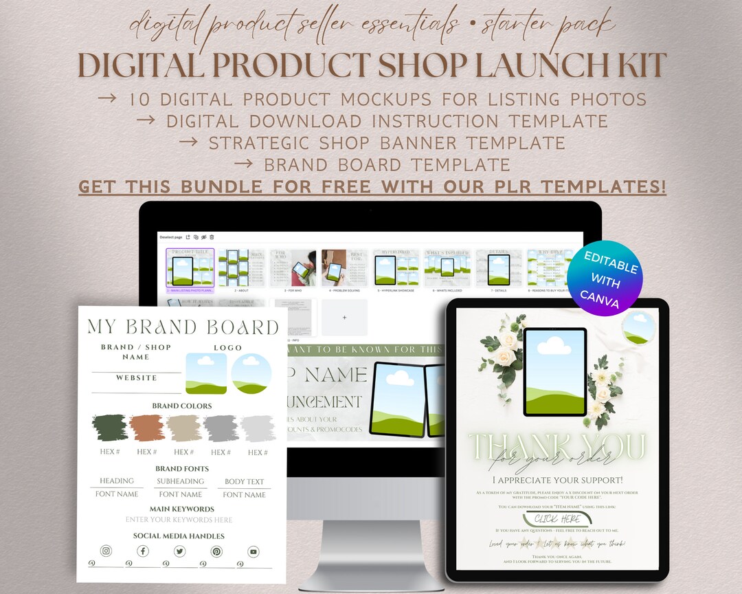 Digital Product Shop Bundle, Printable Planner Mockup Listing Photo ...