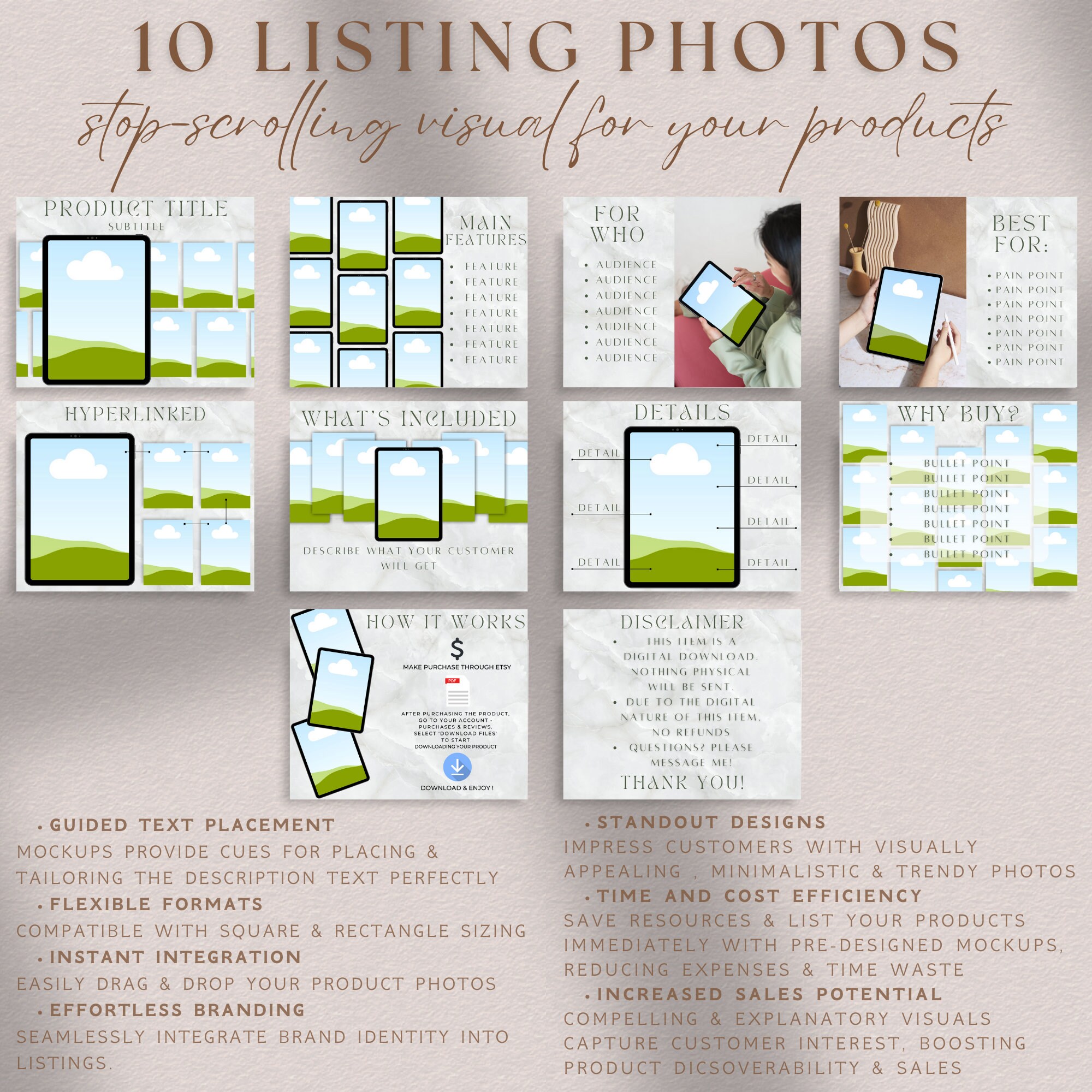 Digital Product Shop Bundle, Printable Planner Mockup Listing Photo ...