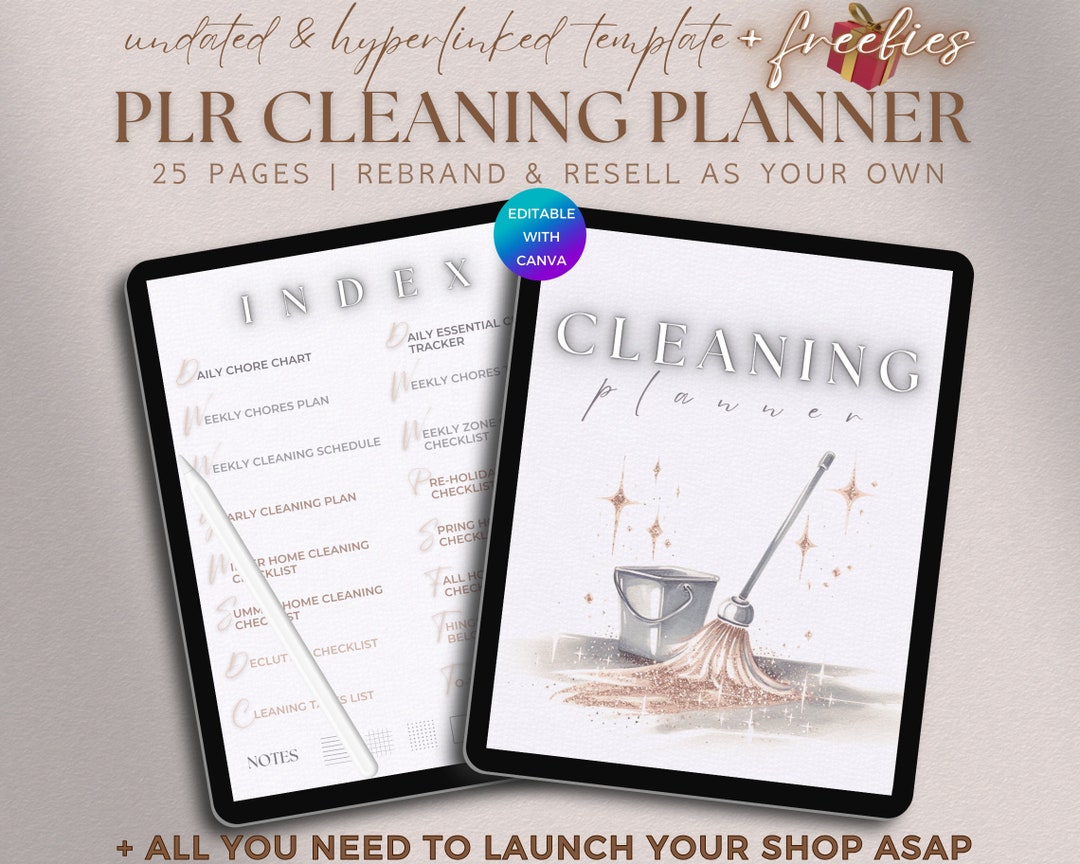 PLR Cleaning Planner Digital, Editable Household Planner Commercial Use ...
