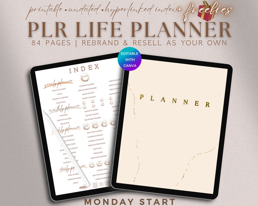 PLR Printable Life Planner Undated Editable Journal Commercial Use ...