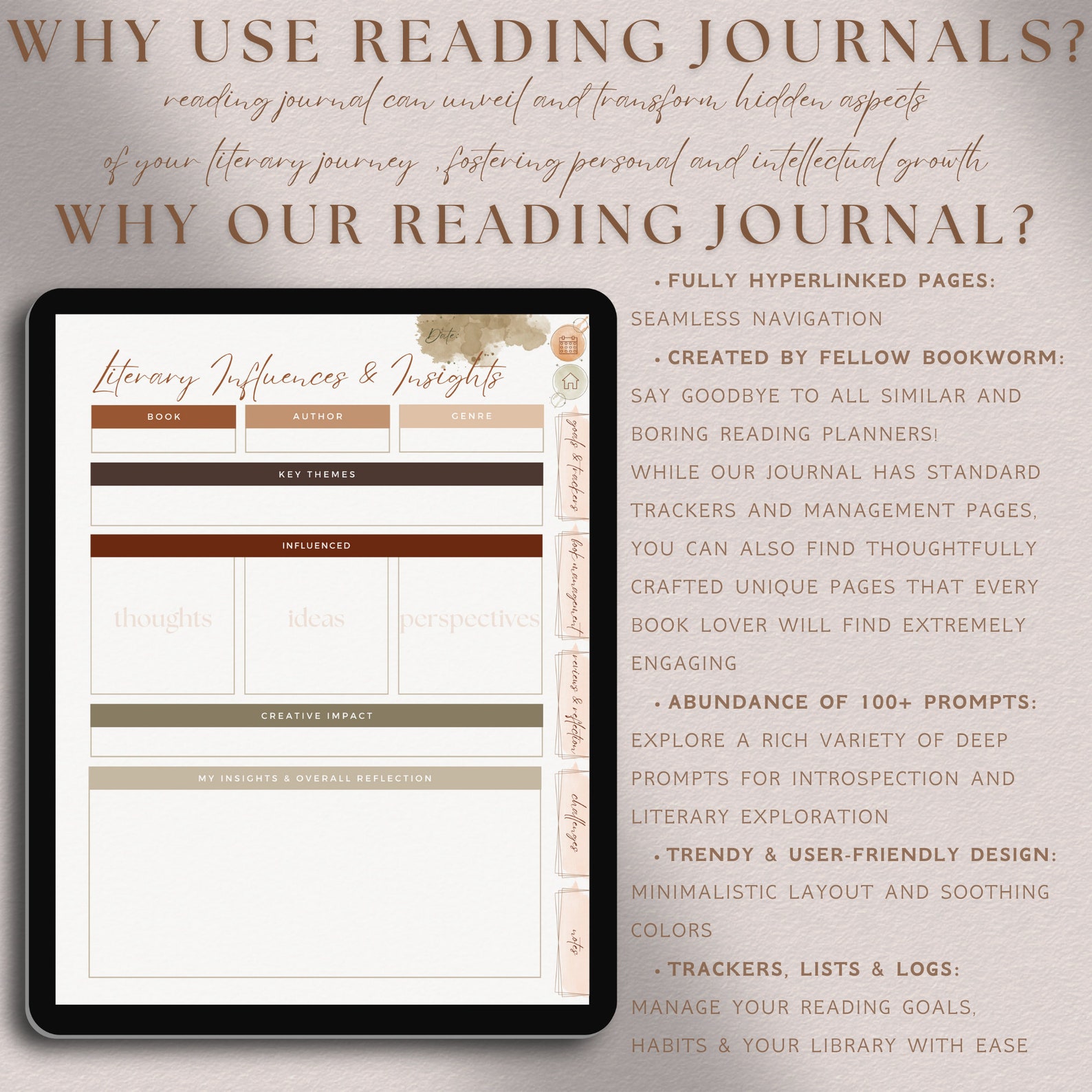 Reading Journal Digital, Daily Reading Log, Cozy Bookish Planner, Home ...