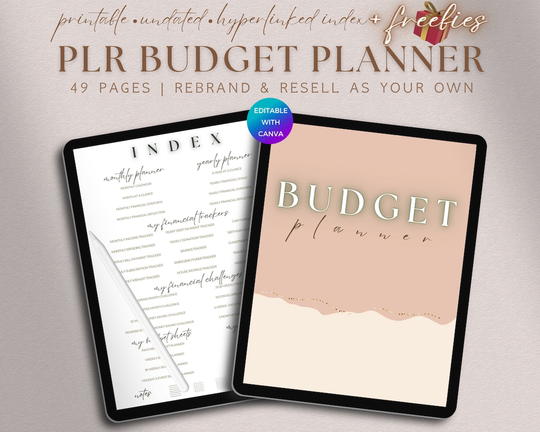PLR Budget Planner Printable Editable DFY Financial Digital Product ...