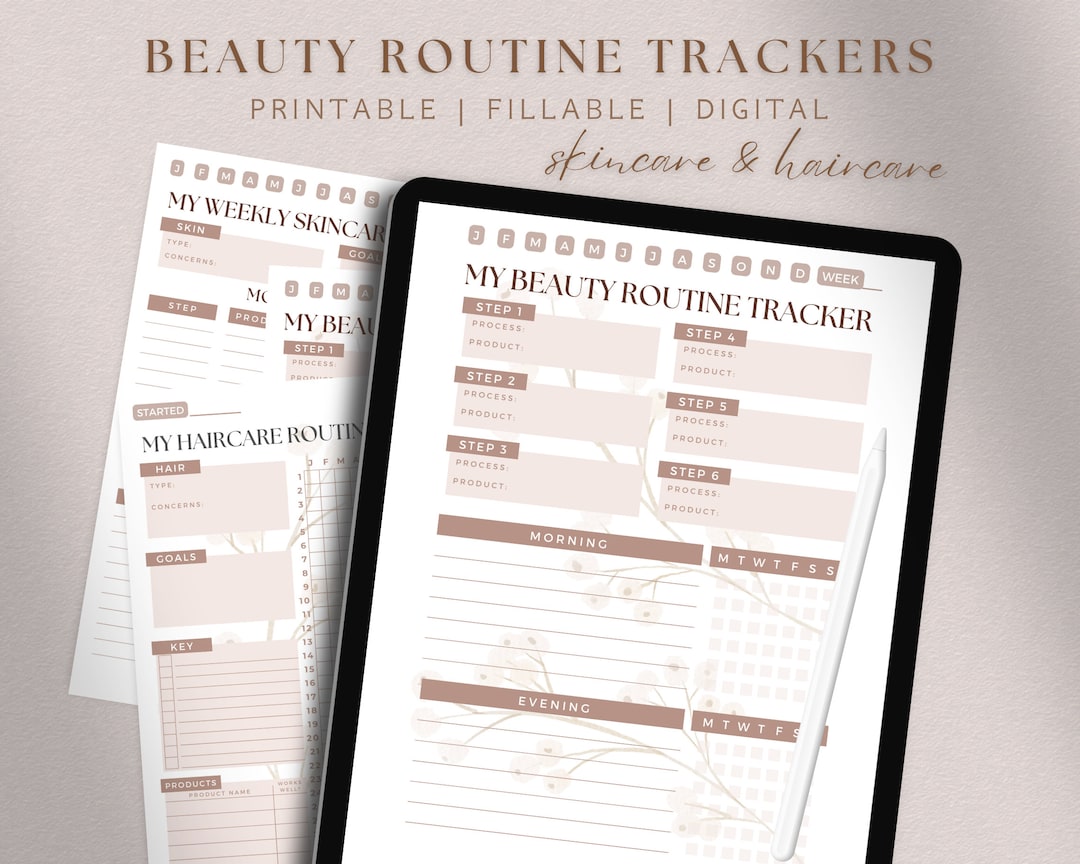 Beauty Routine Tracker, Skincare Routine Journal, Haircare Routine ...