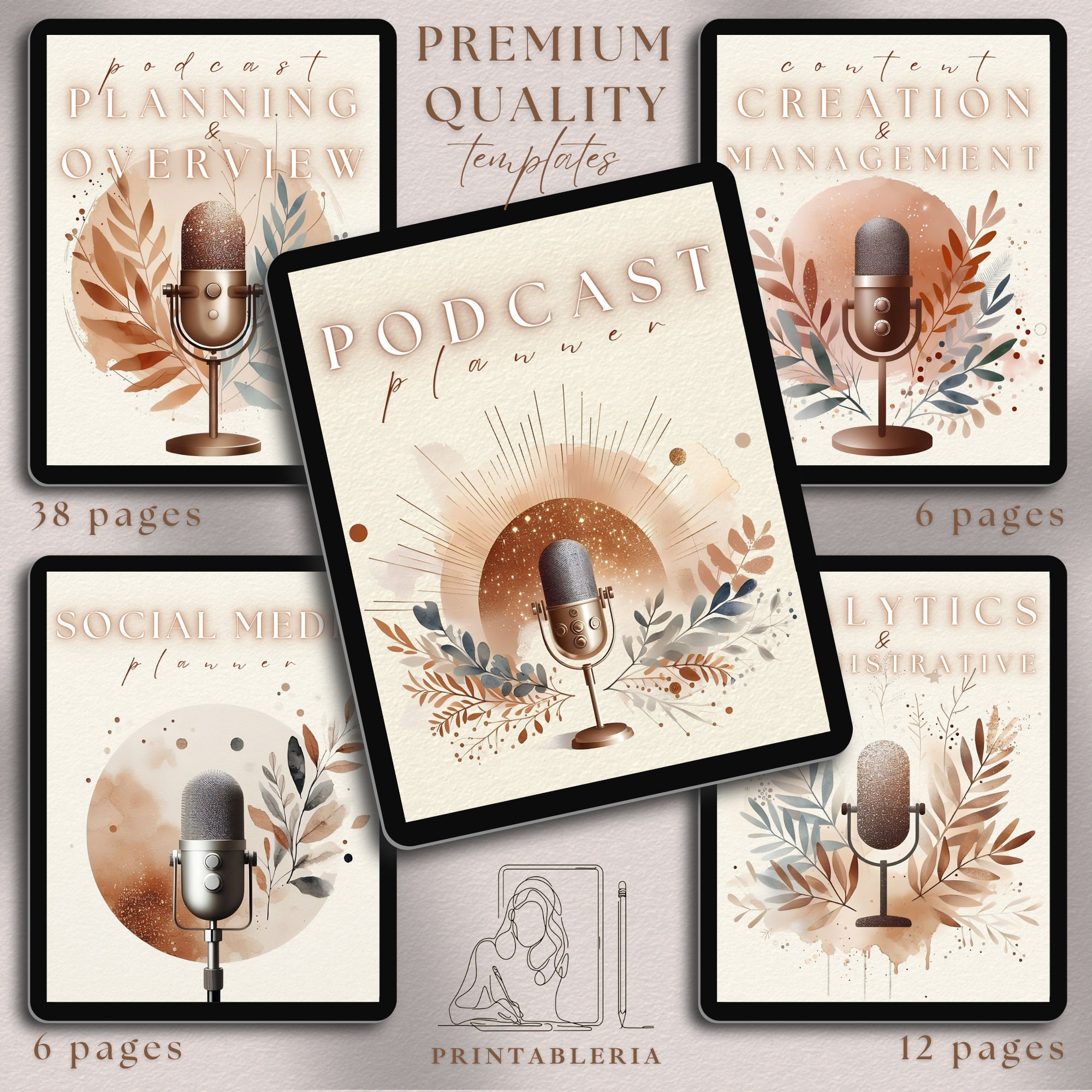 PLR Podcast Planner Digital, Editable Pod Cast Content Planner ...